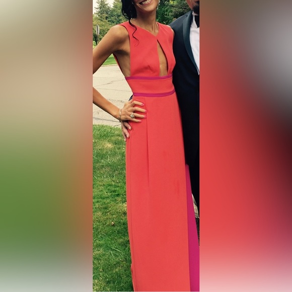 BCBG | Dresses | Bcbg Long Dress In Sweet Orange And Berry Worn Once ...